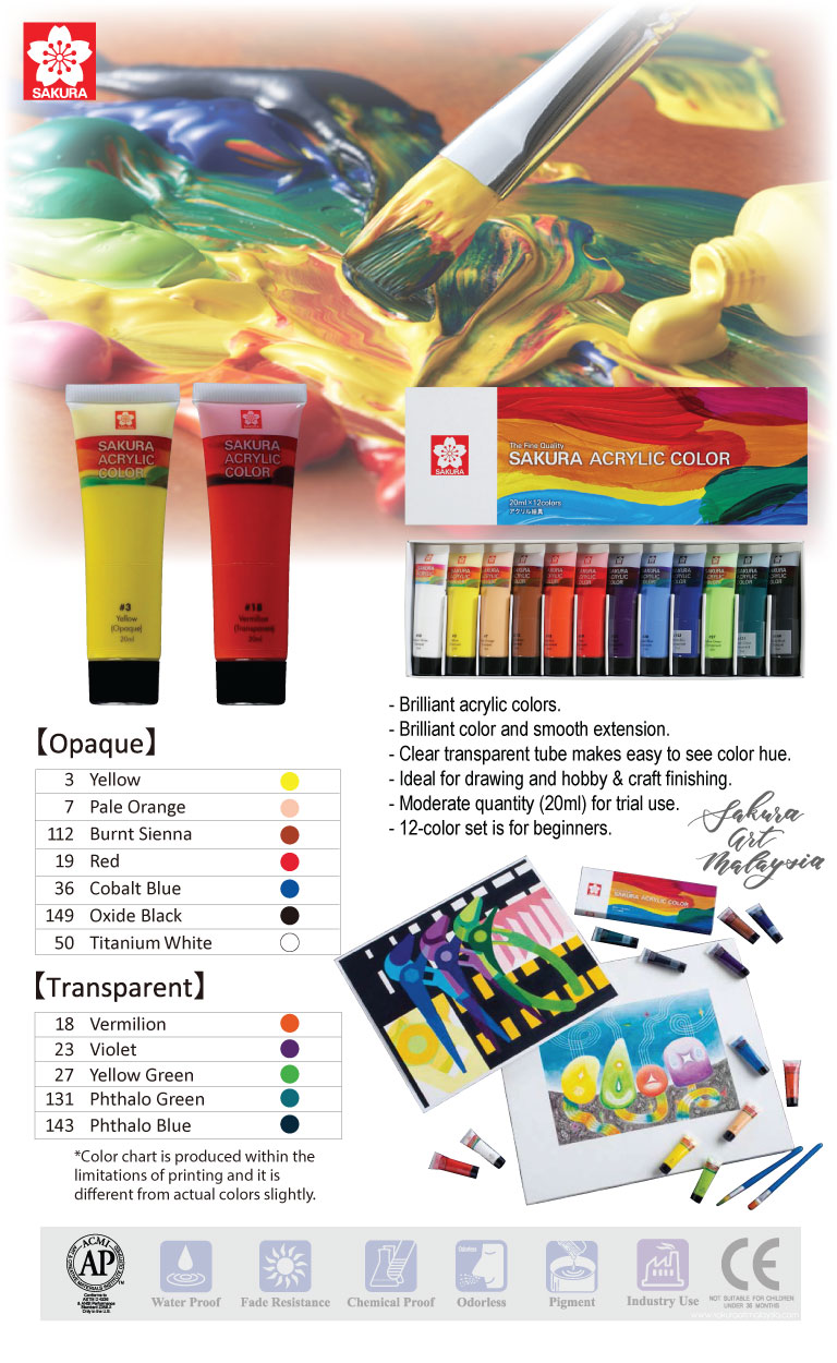 Acrylic Color 20ml 12 color set
